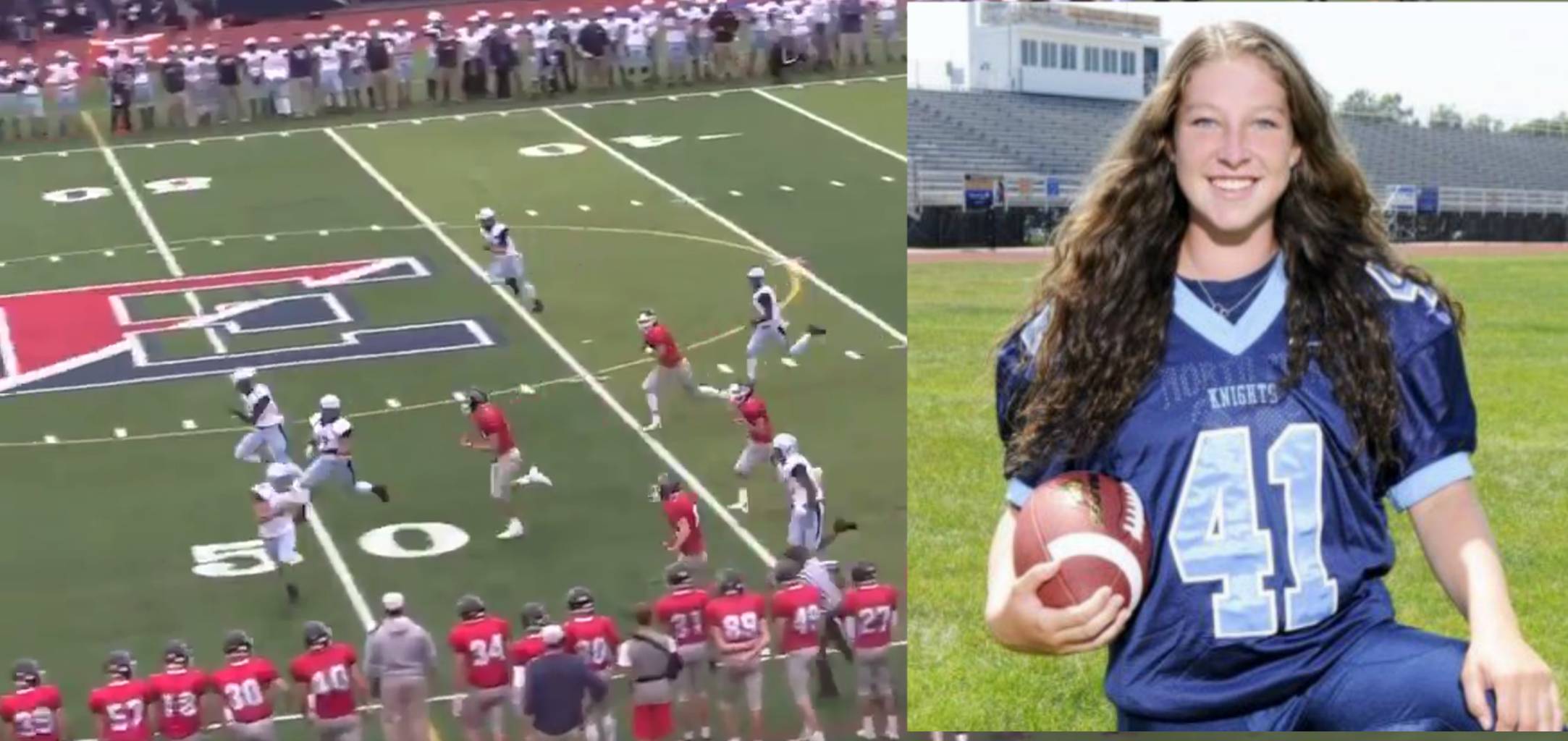 Female Football Player Kelly Macnamara Delivers Monster Hit