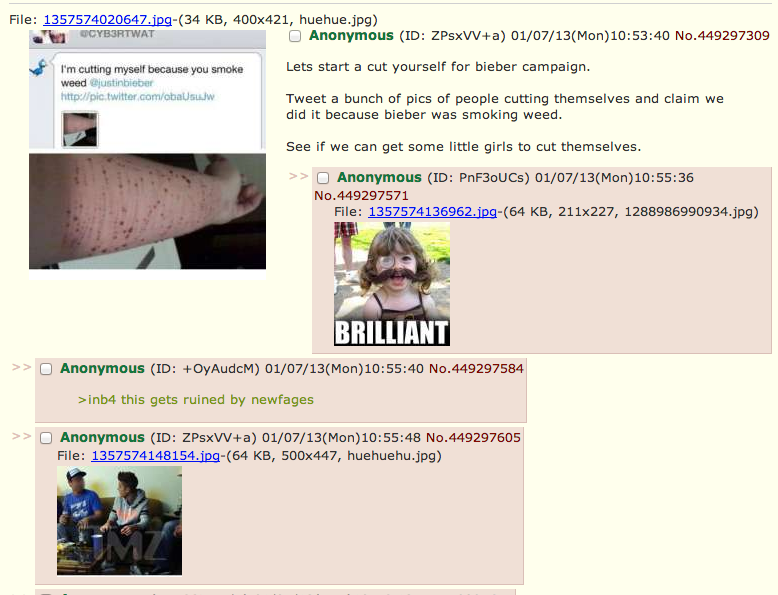 4chan sparks sick #cutforbieber trend, reaches new low in trolling