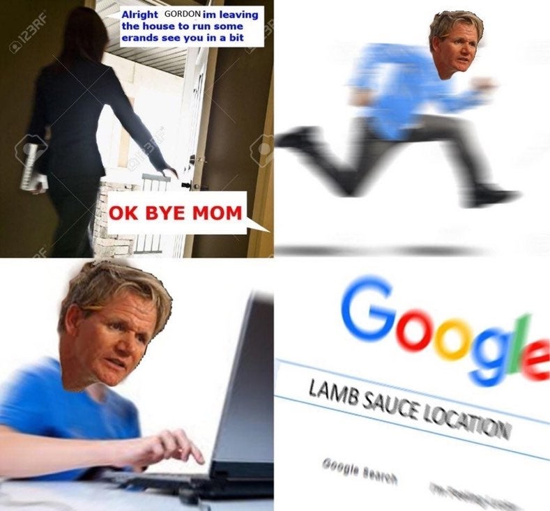 Chef Gordon Ramsay Trying To Locate The Lamb Sauce Becomes Dank Meme