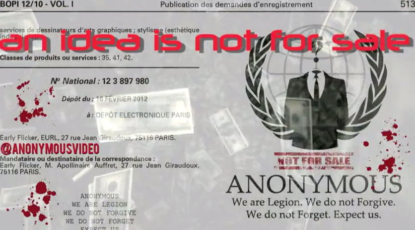 French T-shirt company files trademark claim on Anonymous's logo and slogan