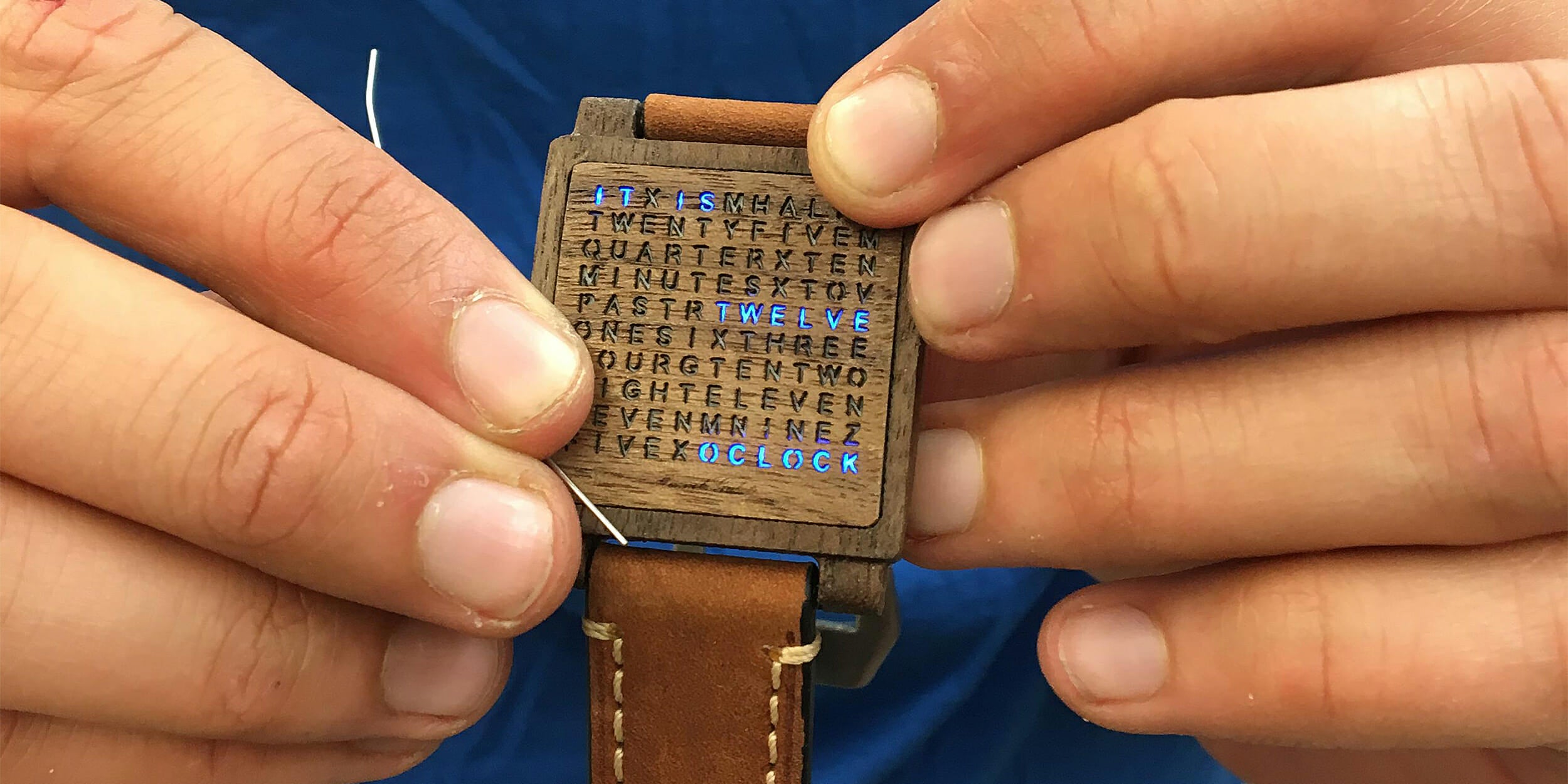 This Stylish Wooden Word Watch Lights Up To Tell You the Time