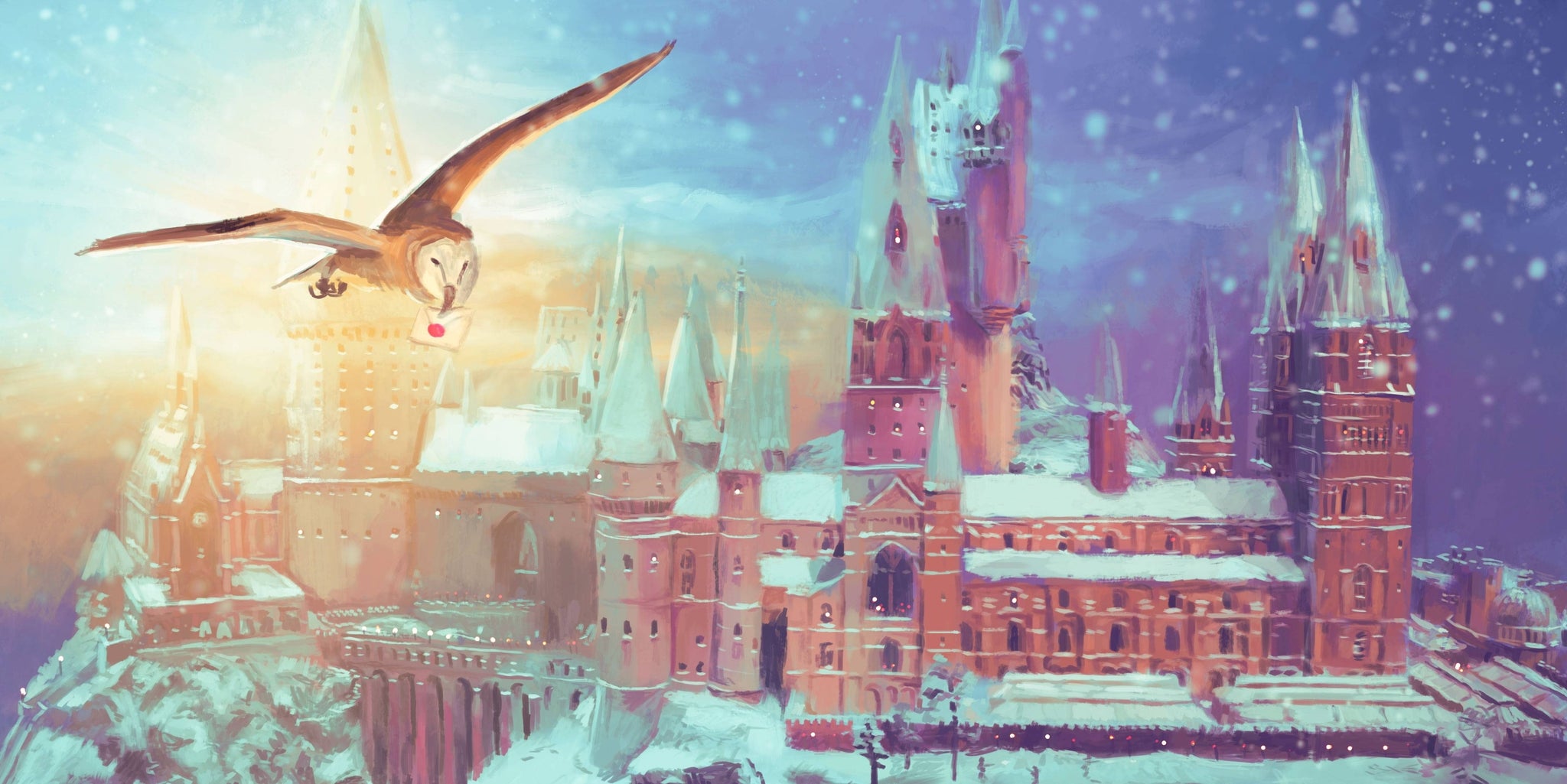 Harry Potter fanartist creates beautiful painting of Hogwarts in snow ...