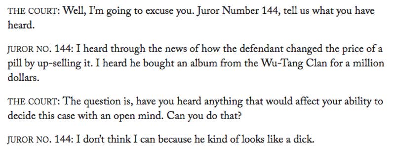 Dismissed Martin Shkreli Trial Juror: ‘He Disrespected the Wu-Tang Clan’