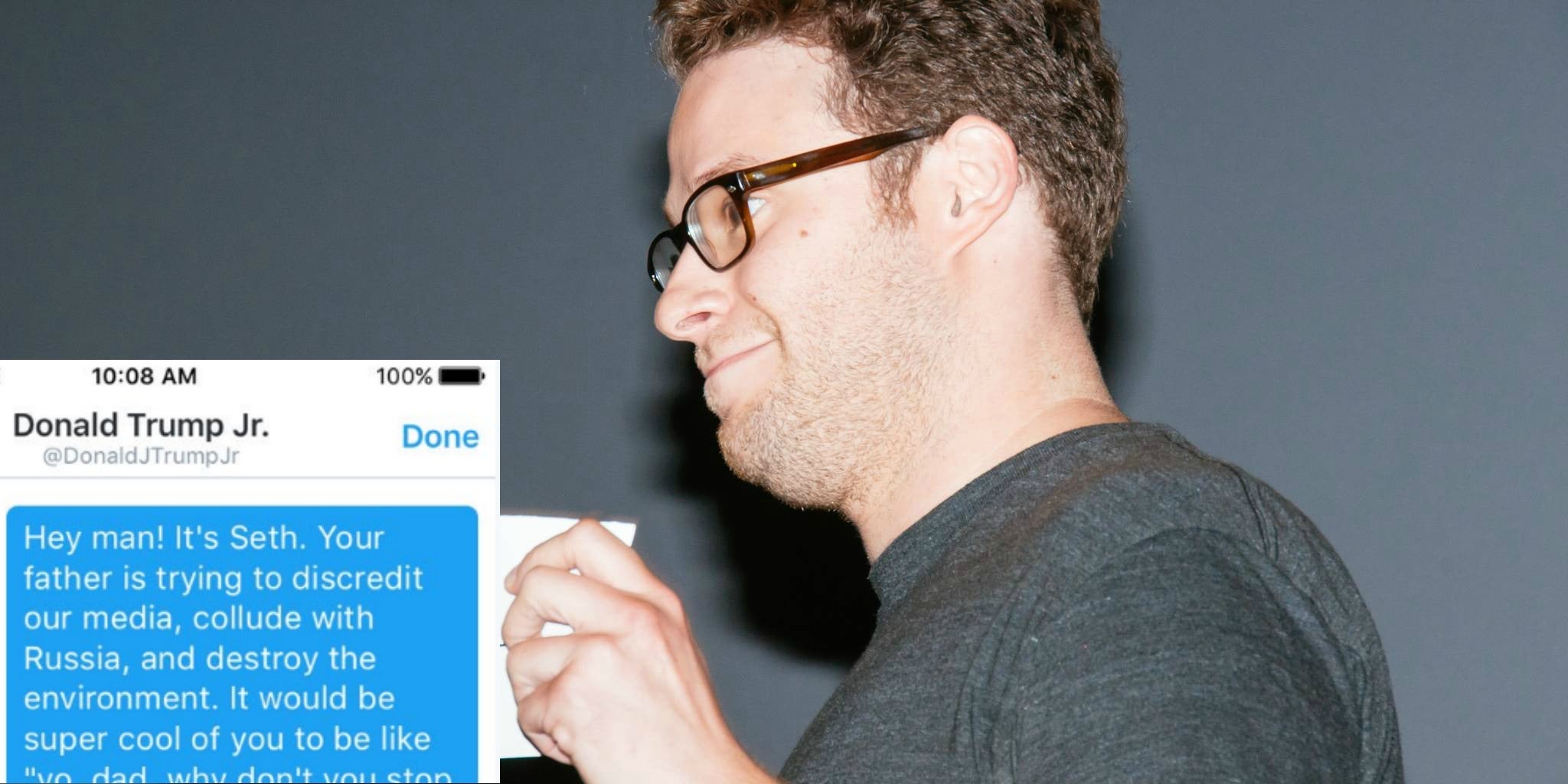 Seth Rogen Slides Into Donald Trump Jr.'s DMs To Diss the President