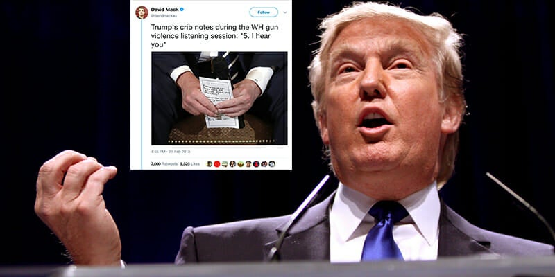 Trump's Notes Remind Him to Say 'I Hear You' to Shooting Survivors