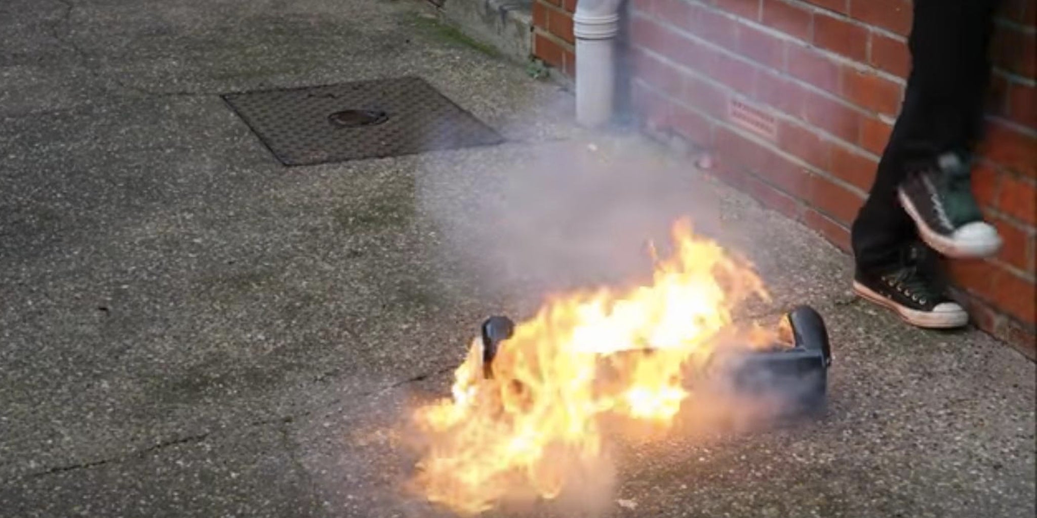 YouTuber catches hoverboard bursting into flames on video