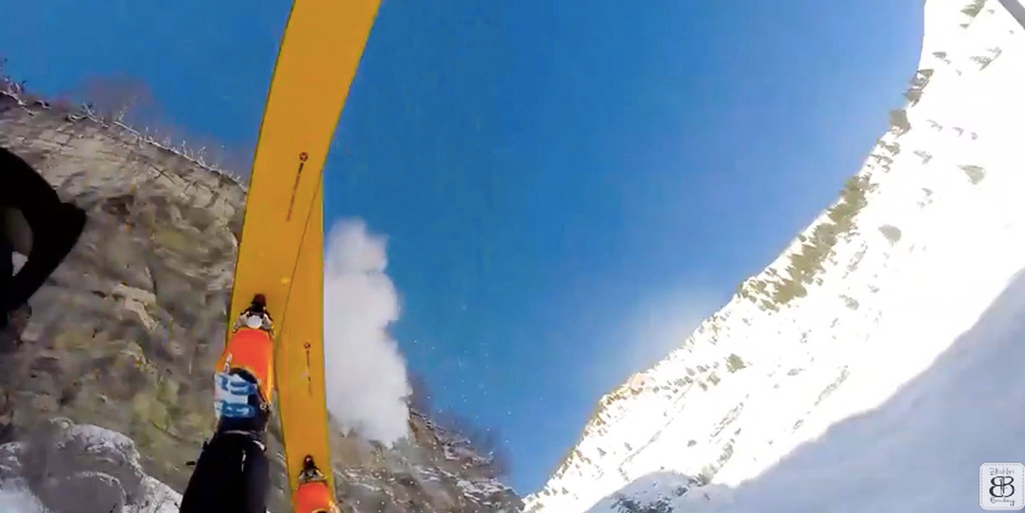 Video: Skier Accidentally Flies Off 150-Foot Cliff
