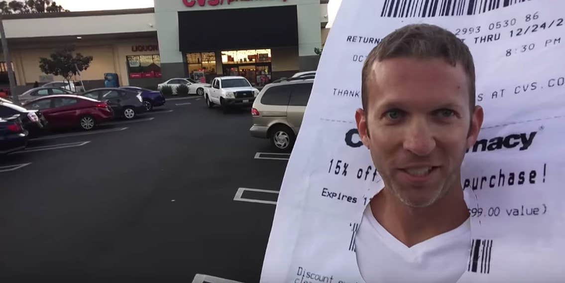 Man in CVS Receipt Costume Goes to CVS